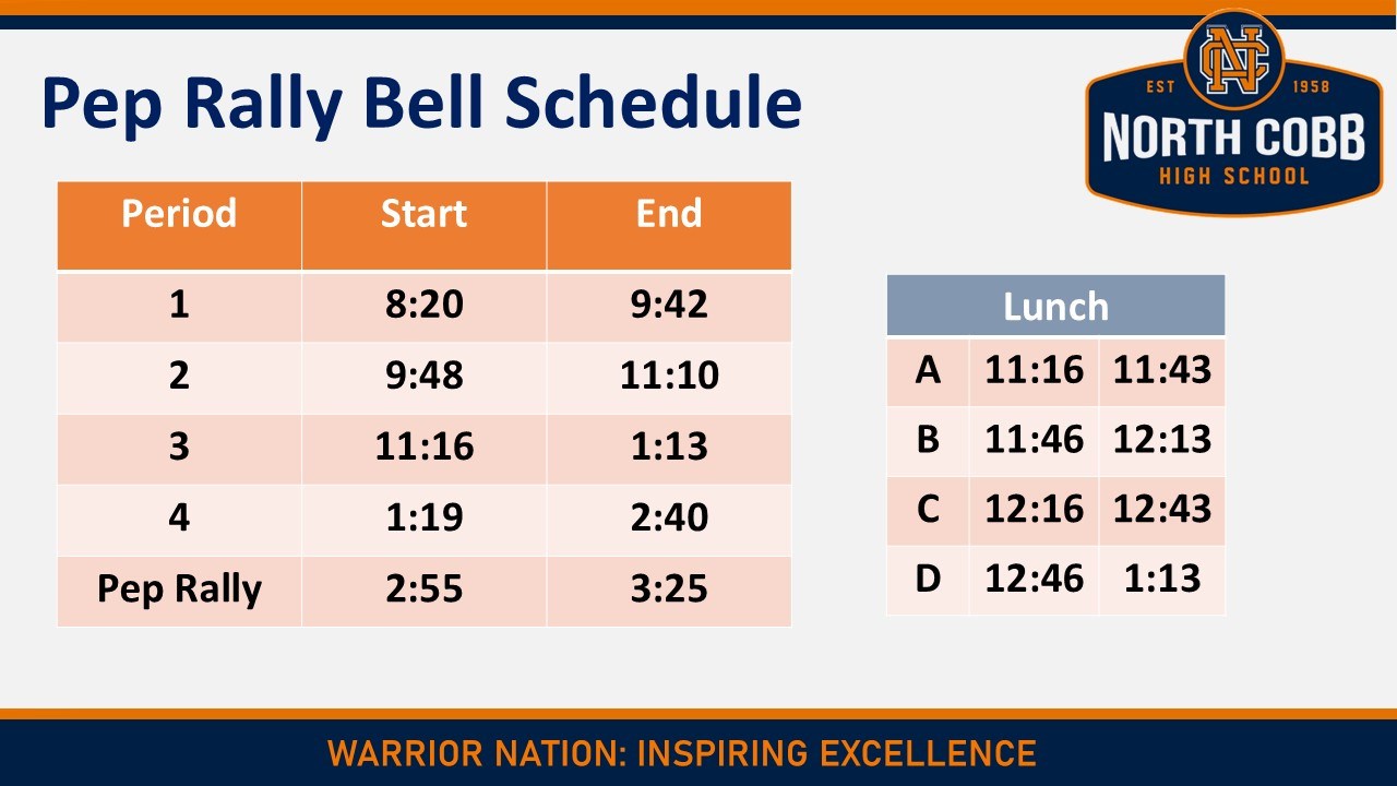 Pep Rally Bell Schedule Today