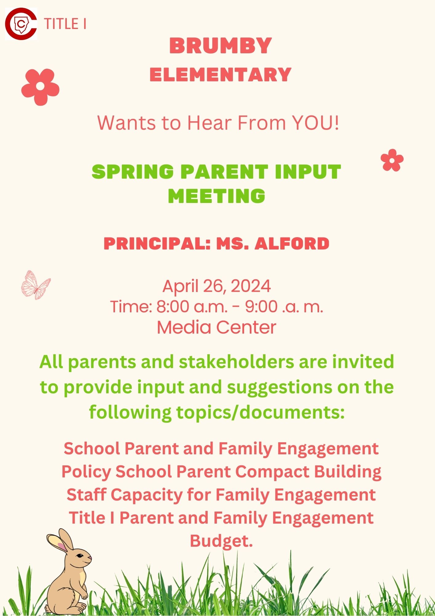 Spring Input Meeting, April 26th