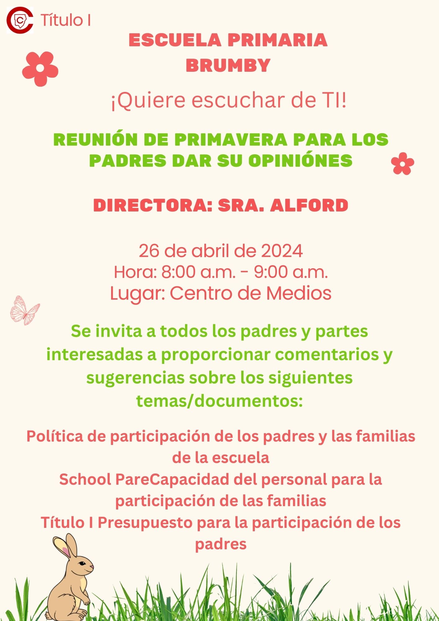 Spring Input Meeting, April 26th