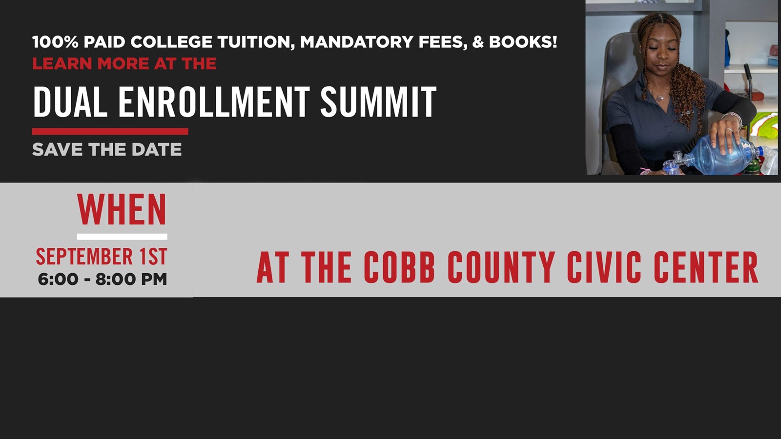 Save the date for the Dual Enrollment Summit - Sept. 1, 6-8pm