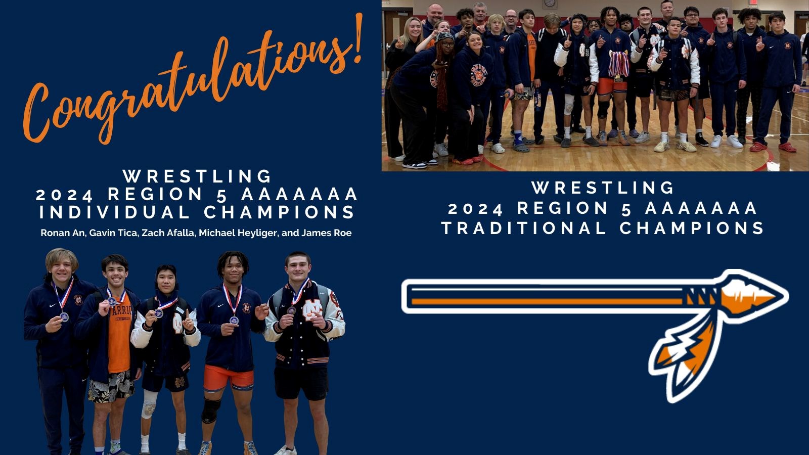 Congratulations to Our Region Wrestling Champions!