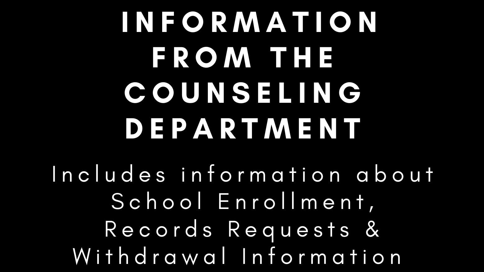 Counseling Department Information