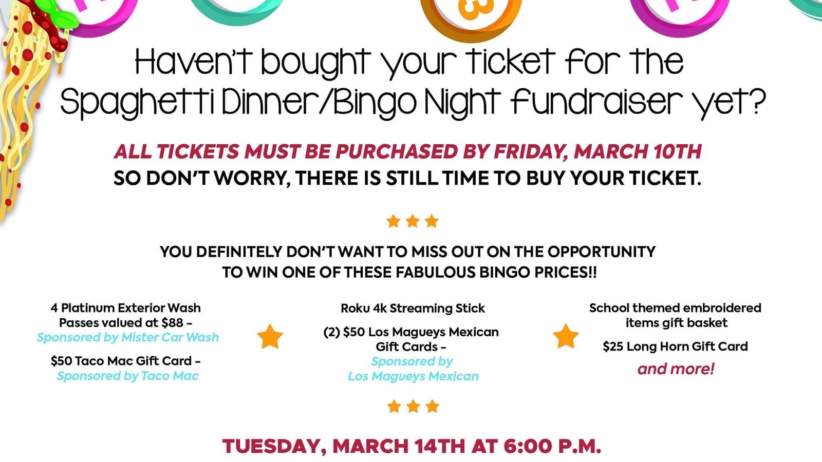 Bingo Night and Spaghetti Dinner