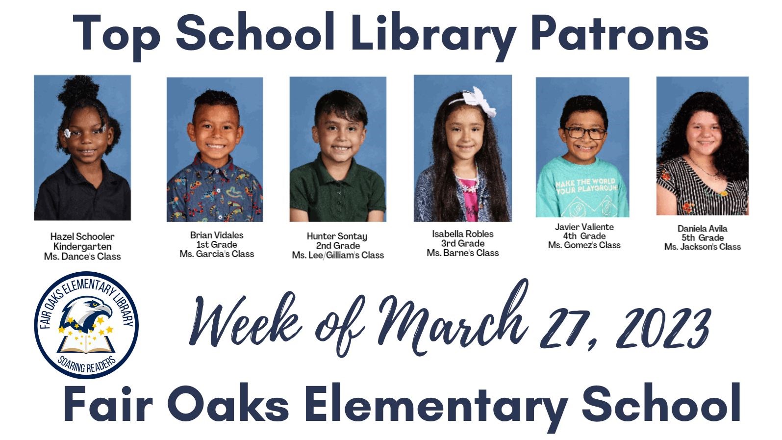 Top Library Patrons for Week of March 27