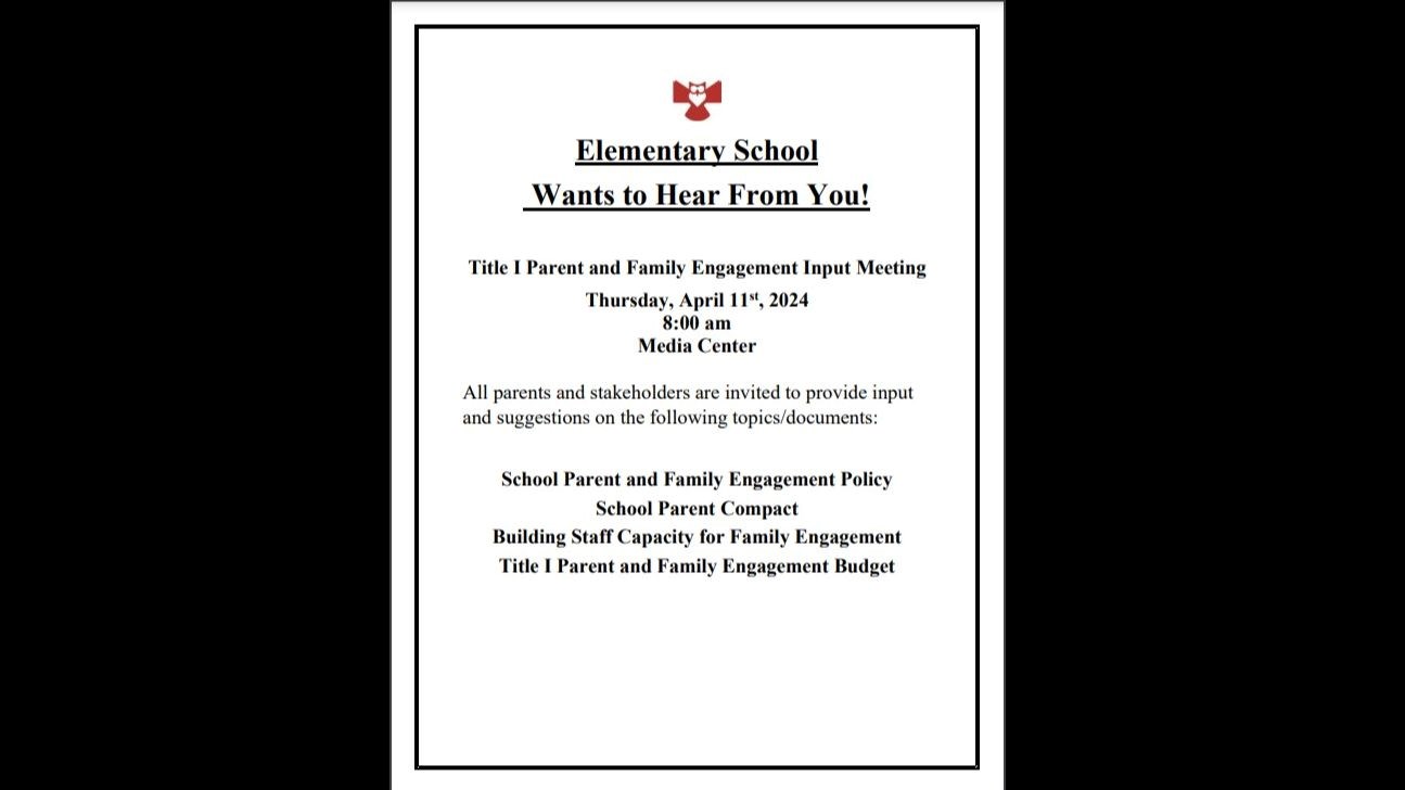 Title I Parent and Family Engagement Input Meeting