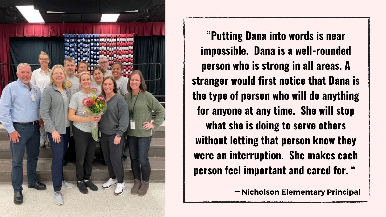Nicholson ES Presents Cafeteria Manager with SKITTS Award