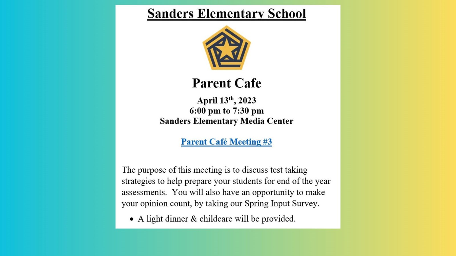 Sanders Parent Cafe