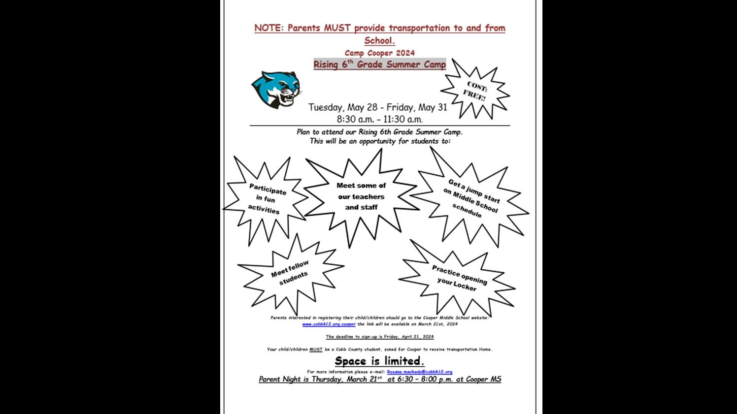 Rising 6th Grade Summer Camp