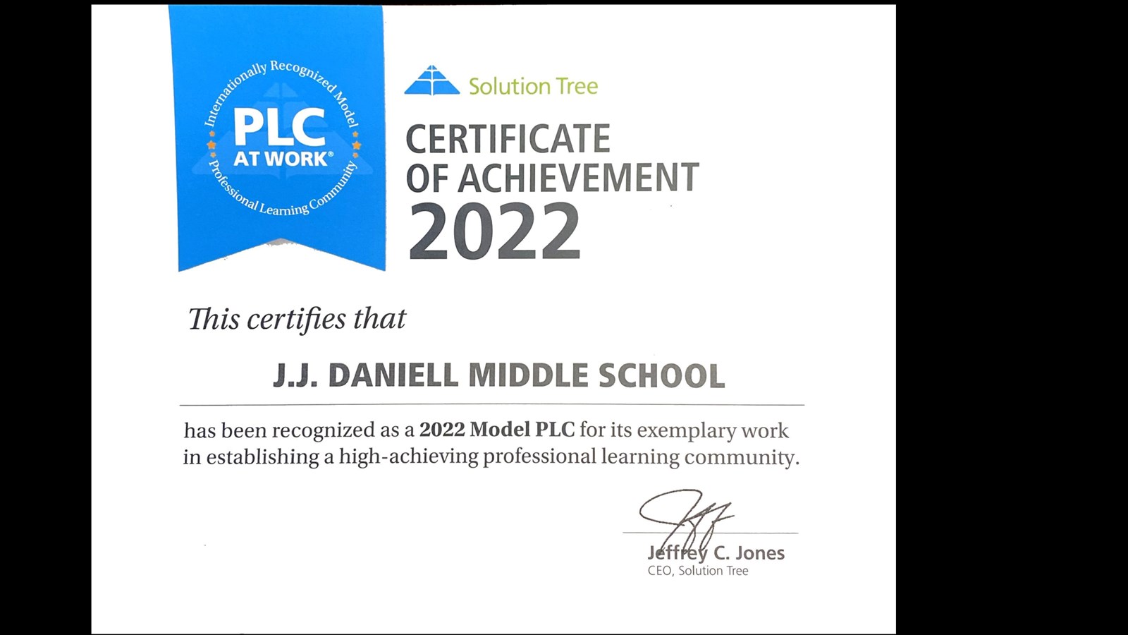 Daniell Recognized As A Model PLC School