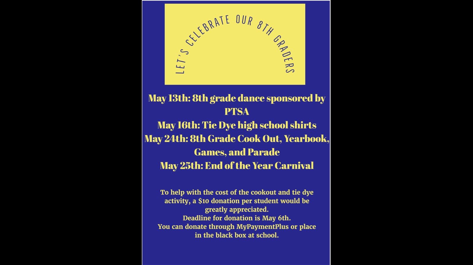 8th Grade End of Year Activities