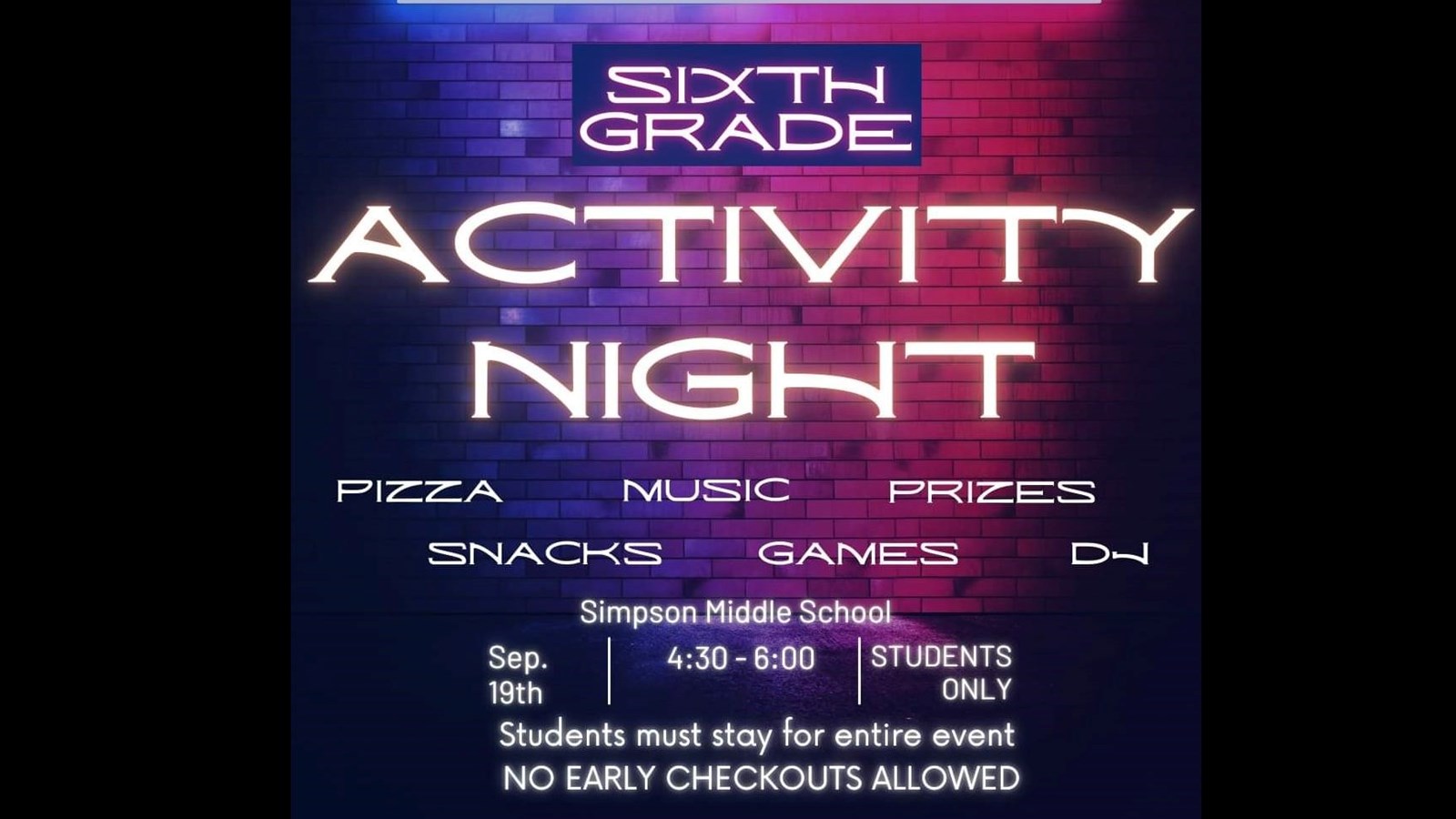 6th Grade Activity Night