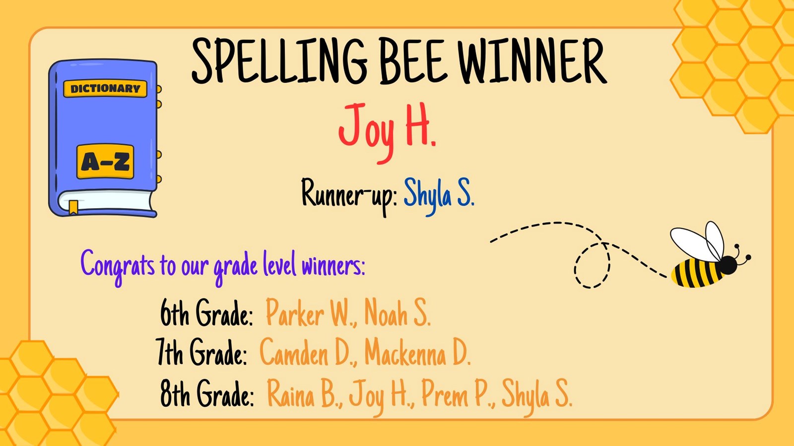 2023-2024 Simpson Spelling Bee Winners