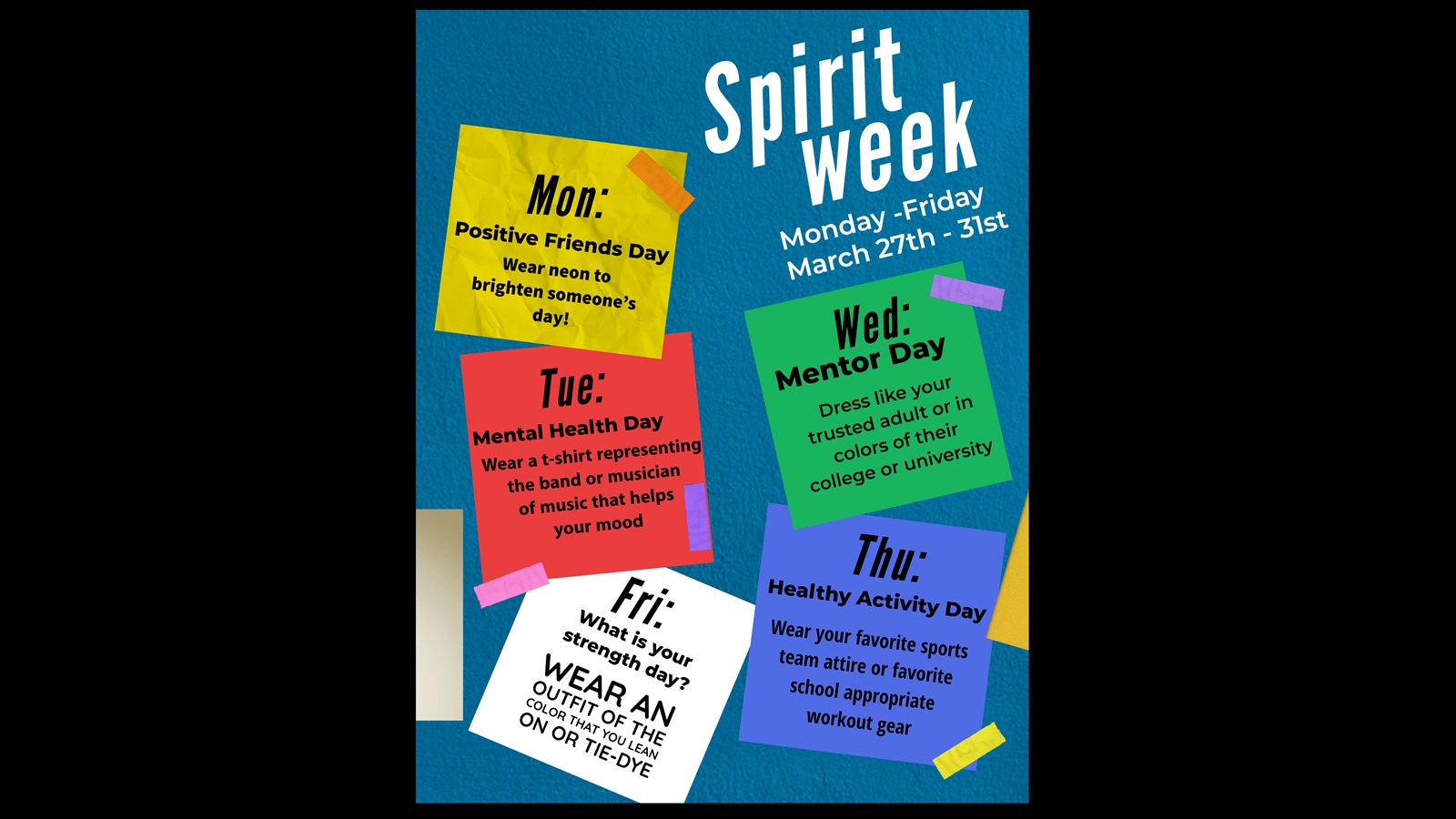 Spirit Week March 27-31st