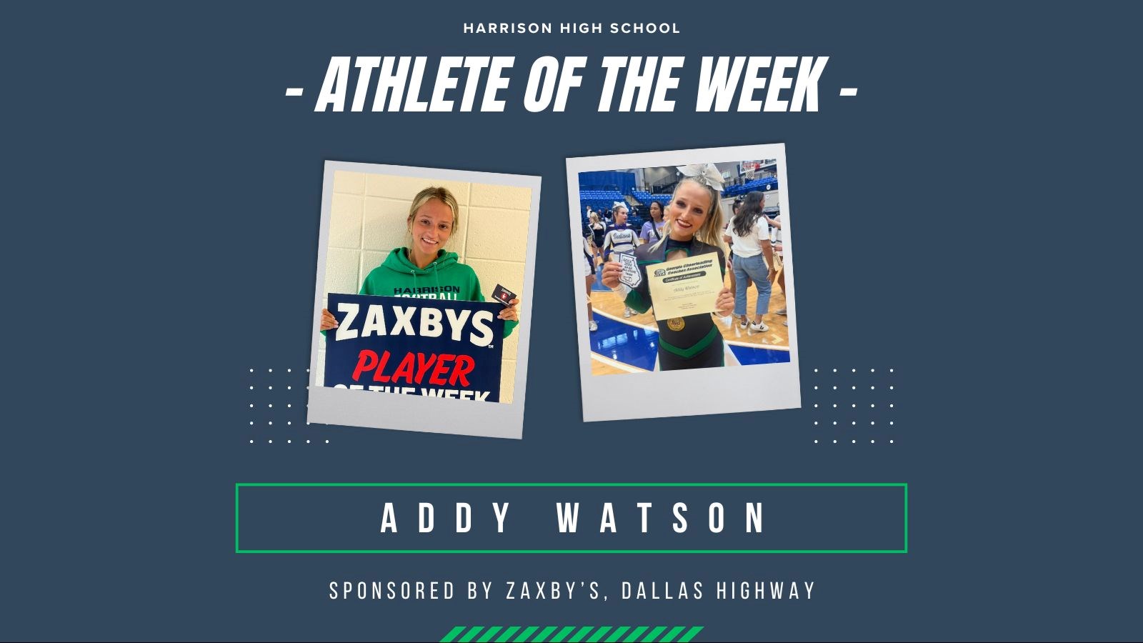 Congratulations to our Athlete of the Week Addy Watson